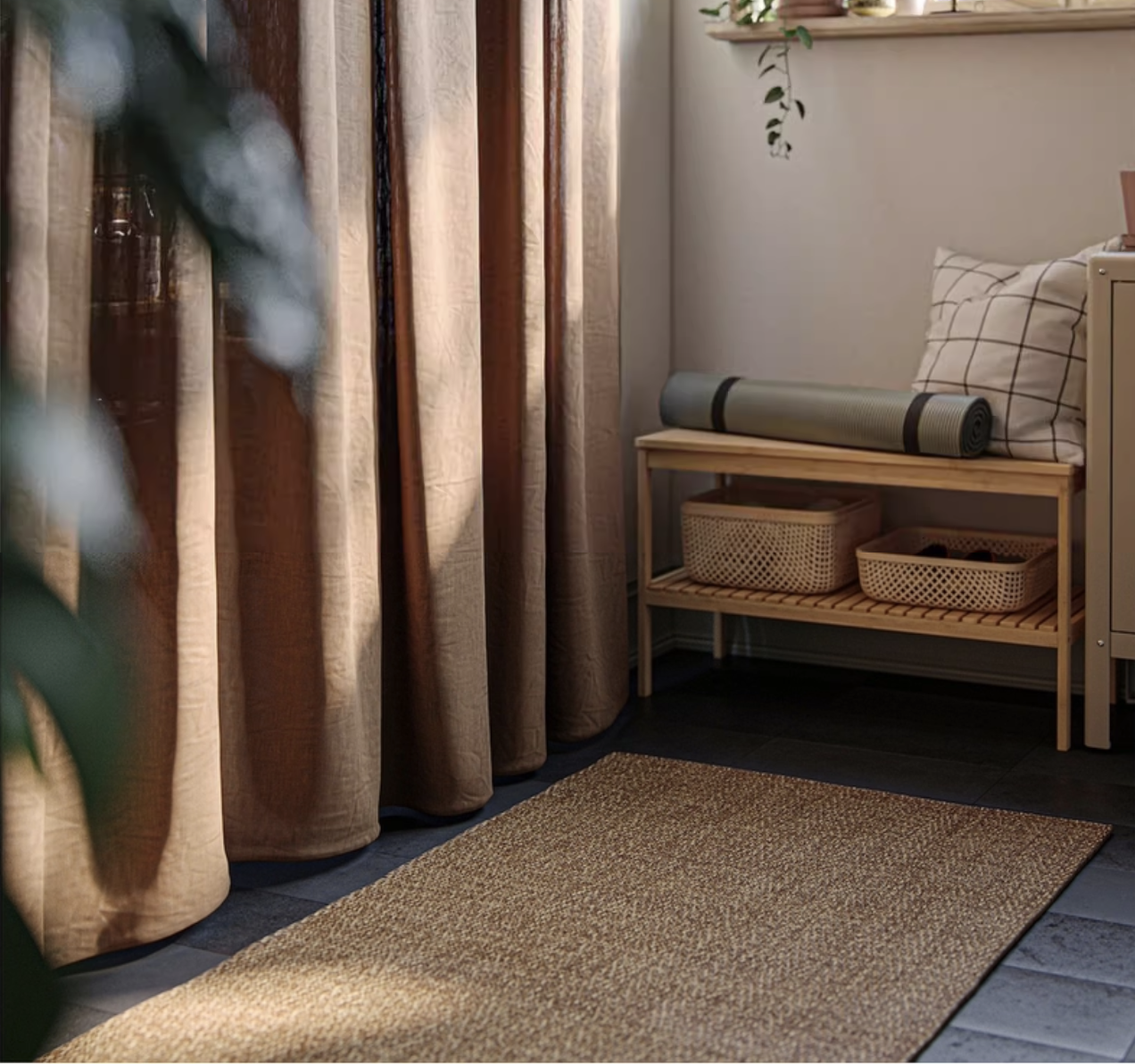 Ковер безворсовый, д/дома/улицы, классический коричневый, 80x150см IKEA LYDERSHOLM людерсхольм