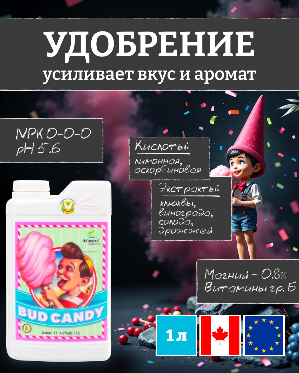 Удобрение - усилитель вкуса и аромата Advanced Nutrients Bud Candy 1 л.