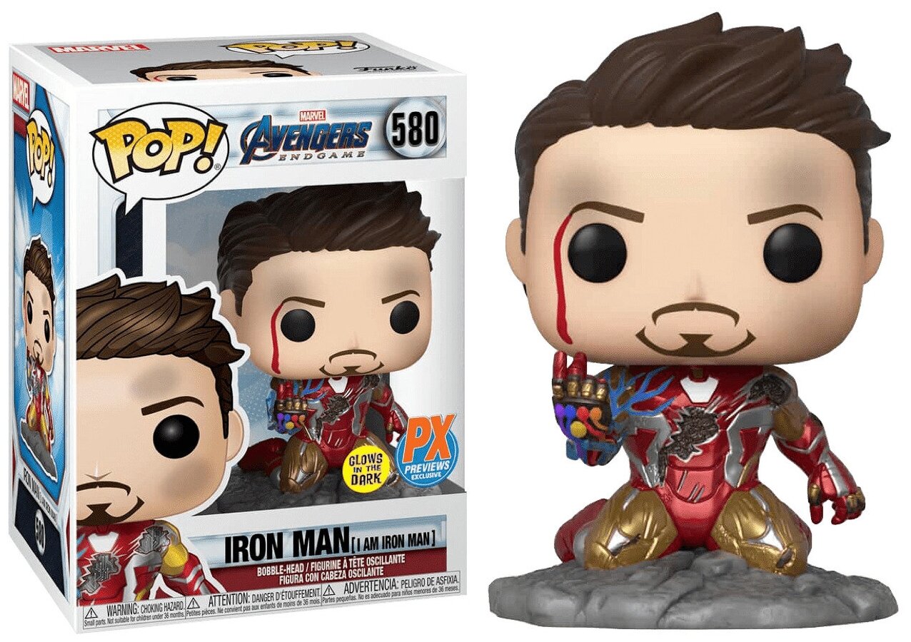 Фигурка Железный человек Тони Старк металлик светящийся со стикером Iron Man Tony Stark I Am Iron Man Metallic из фильма Мстители: Финал 580