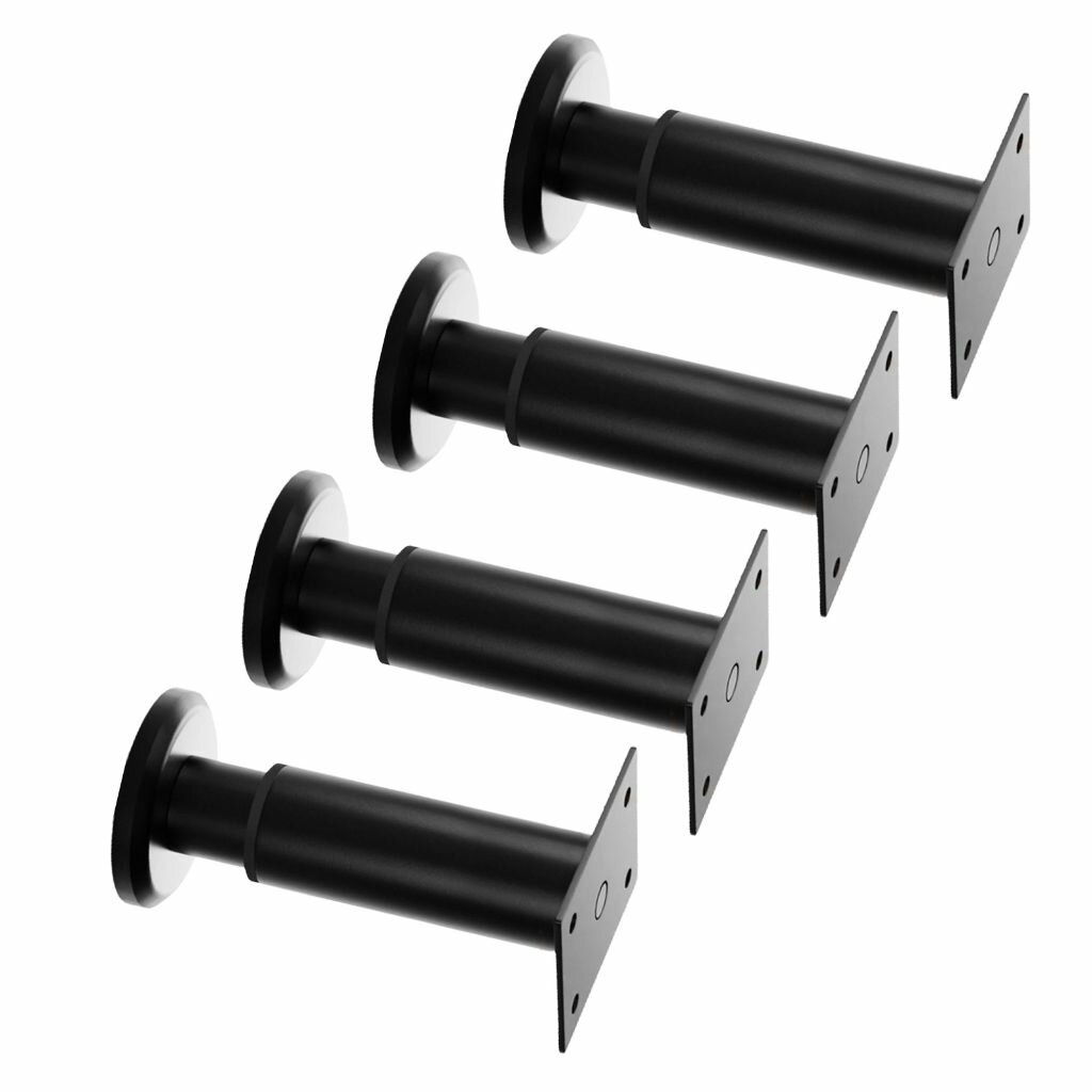 Комплект из 4-х черных ножек для мебели, регулируемая телескопическая универсальная опора-25-42 см