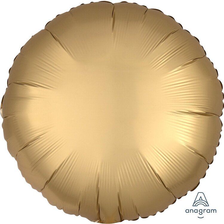 Воздушный шар Anagram без рисунка, круг 18" Сатин Gold Sateen