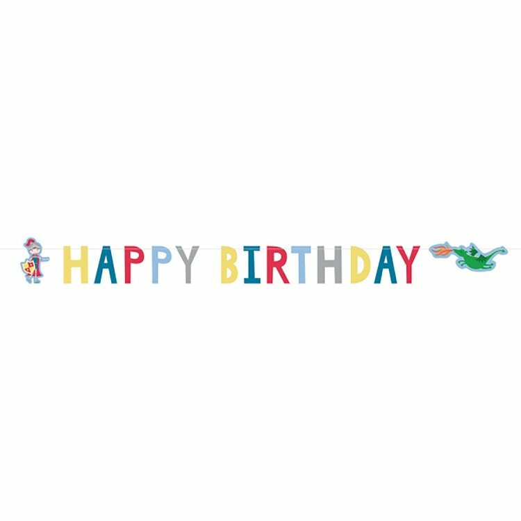 Гирлянда-буквы Happy Birthday, Рыцарь и Дракон, длина 1.6 м