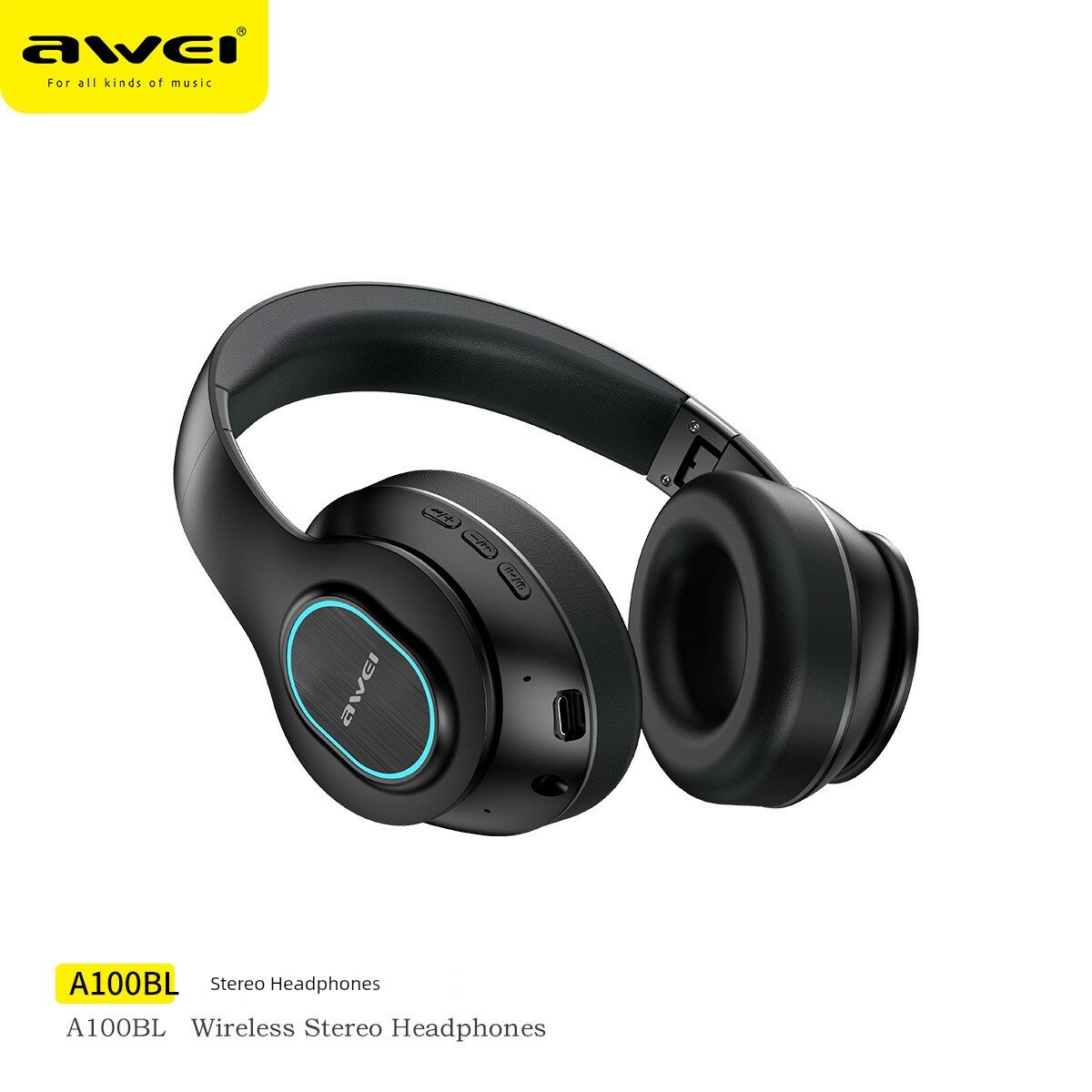 Беспроводные наушники Bluetooth с FM-радио, AUX-подключением, слотом для TF-карты, игровым HIFI-стерео, черные модель
