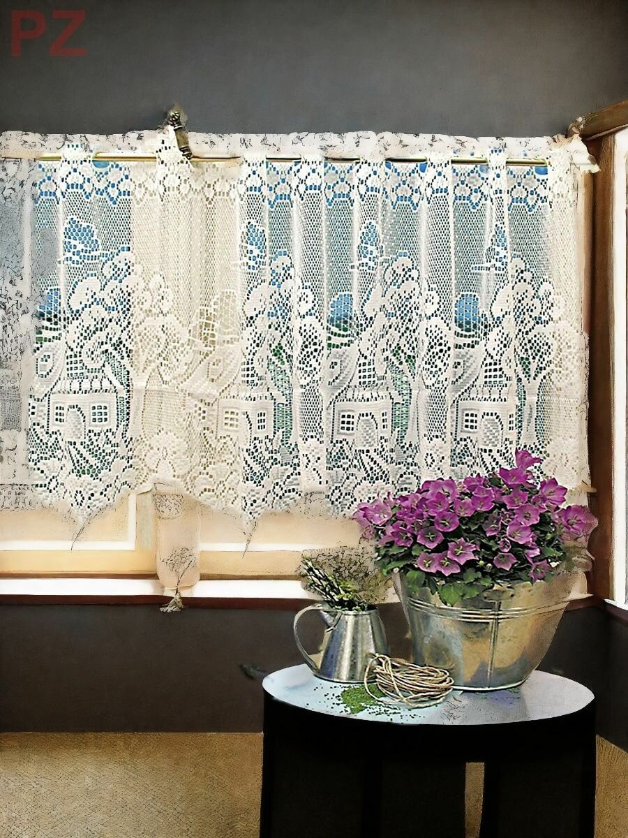 Короткая тюлевая занавеска для кухни, штора-кафе, занавеска в деревенском стиле, "изба"