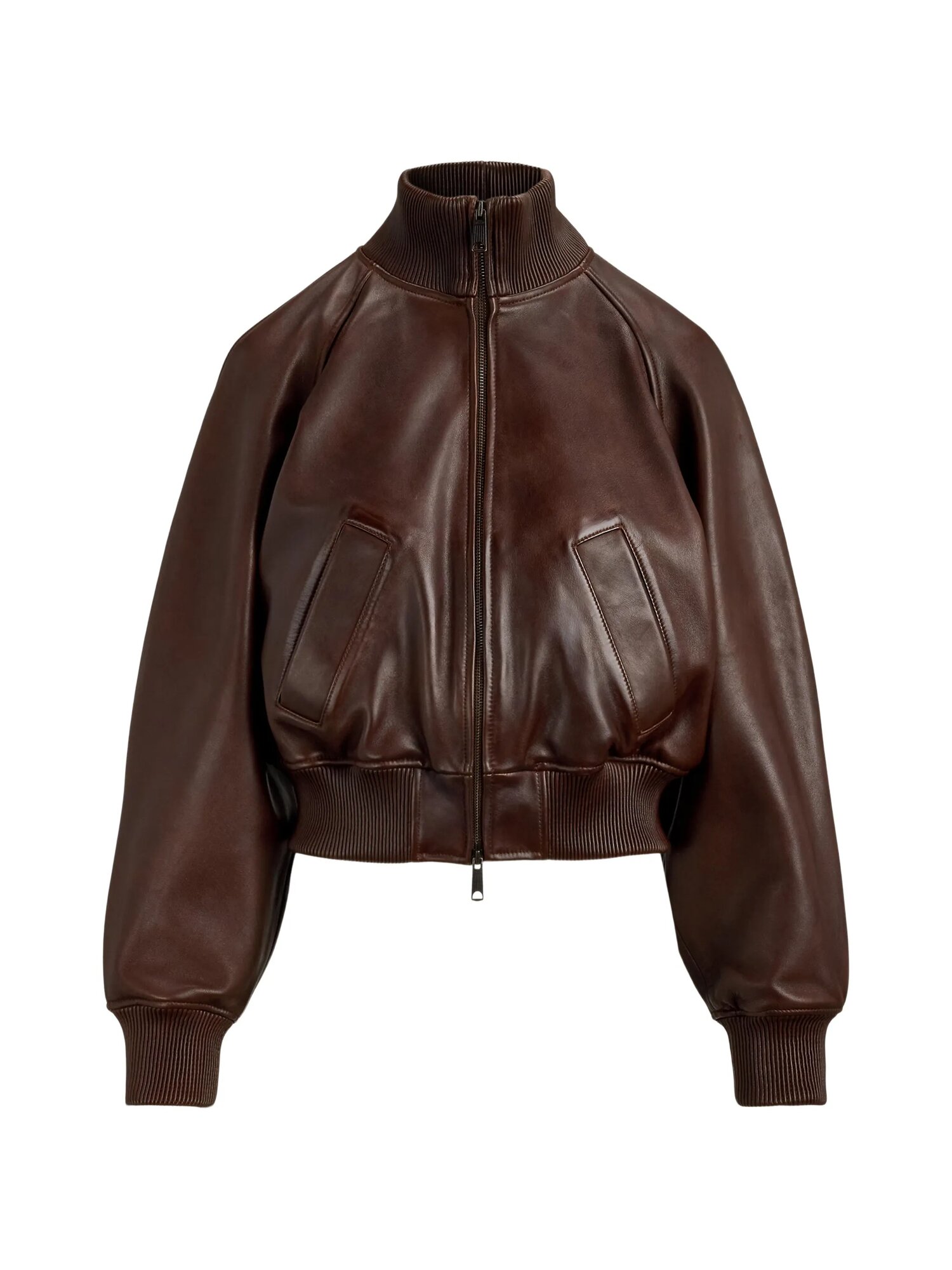 Бомбер Zip-up leather bomber jacket