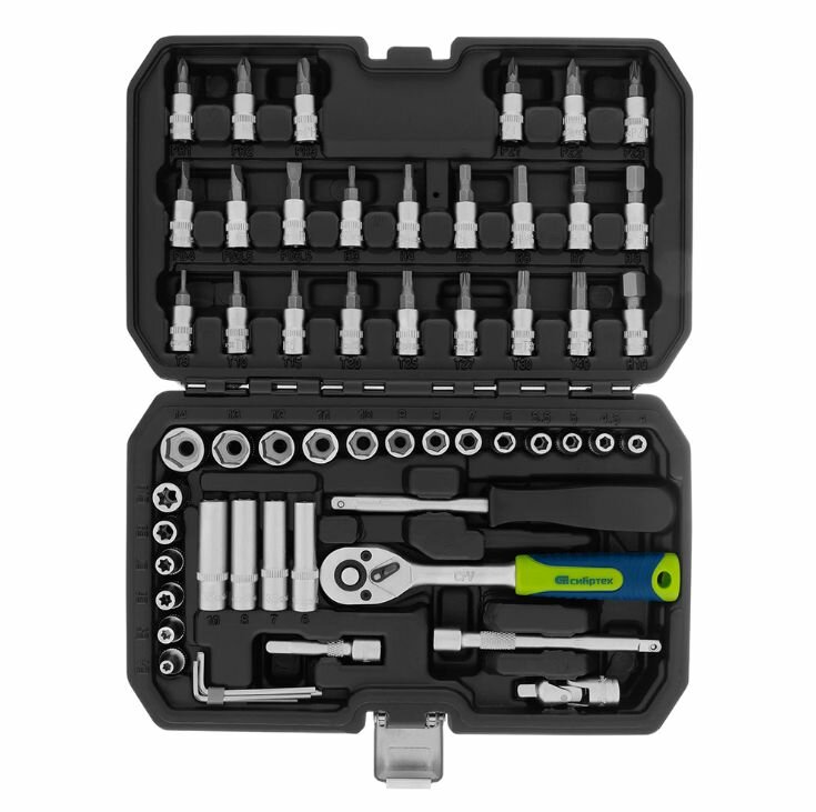 Набор инструментов 56 шт, головки 1/4" Сибртех