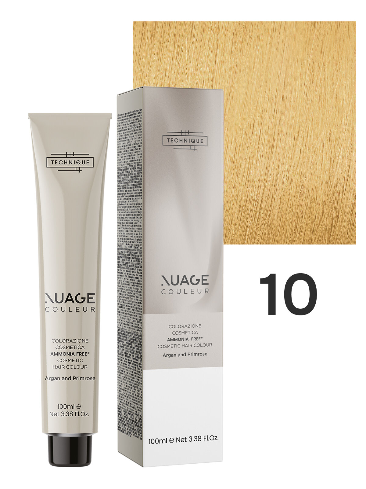 Крем - краска для волос профессиональная без аммиака Technique Nuage Ammonia Free Hair Color Cream 10 Светлый блонд, 100 мл