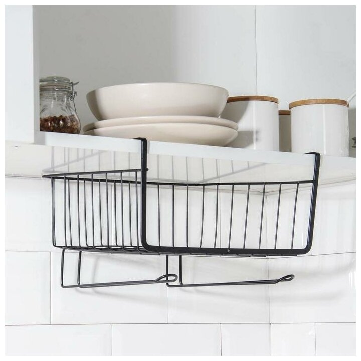 Корзина подвесная Доляна Лофт , 28,5 24 17,5 см, цвет чёрный