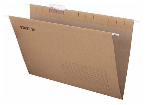 Подвесные папки A4/Foolscap (404х240 мм) до 80 л, Комплект 10 шт, крафт-картон, STAFF, 270937