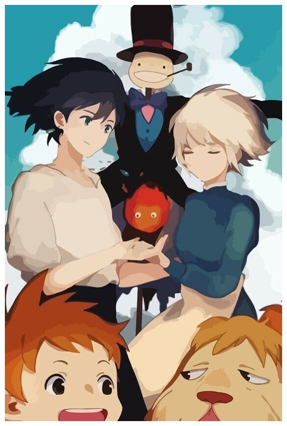 Картина по номерам на холсте Аниме Ходячий Замок (Хаул, Софи, Миядзаки) - 7568 В 60x40