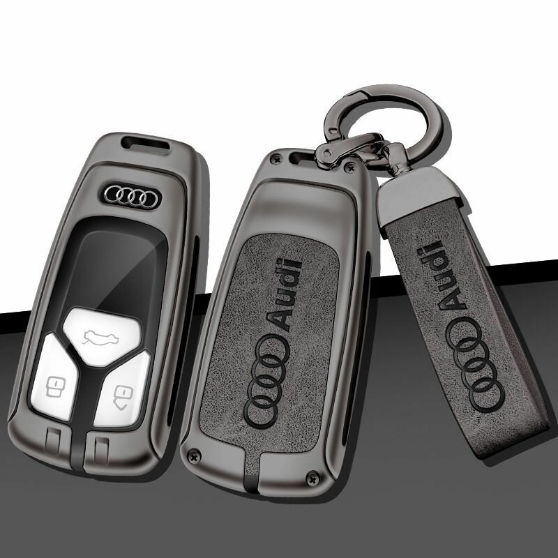 Чехол-брелок для автомобильного ключа Audi A4(B9), A4(F5), Q7, Q5, S5 Sportback, S5 Sportback, TT, RS металлический черный
