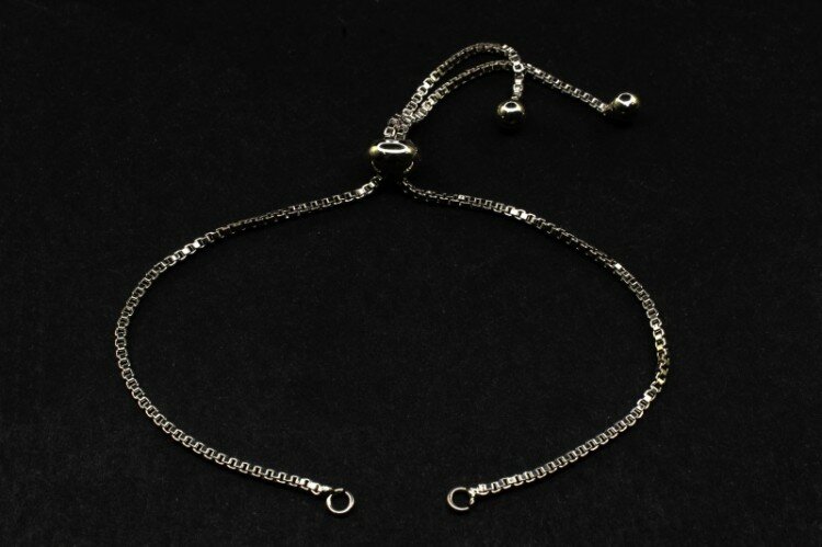 Основа для браслета Цепочка с замком-слайдер 22,5см, звено 1,2х1,2мм, цвет платина, латунь, 16-082, 1шт