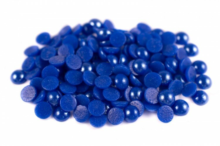 Кабошон круглый 6х2мм, цвет синий перламутр, стекло, 2030-024, 5г (около 50шт)