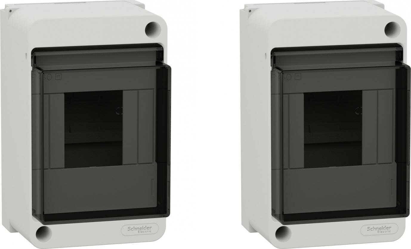 Бокс навесной Systeme Electric Easy9 XS 4 модуля с прозрачной темной дверцей IP40 (комплект из 2 шт)