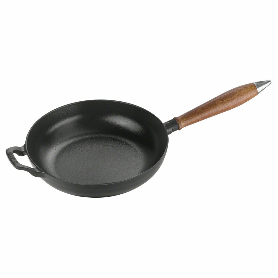 Cковорода с деревянной ручкой Staub 24 см, черный, чугун, для индукции, духовки