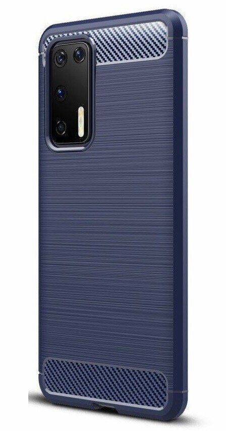 Накладка силиконовая для Huawei P40 под карбон и сталь синяя