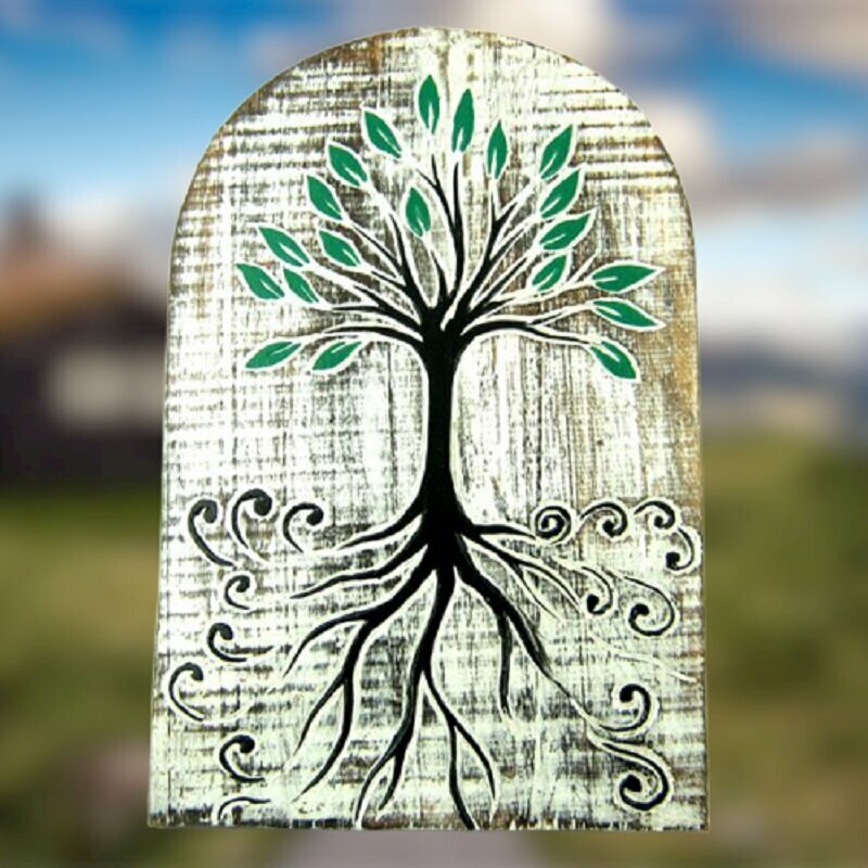 Этническое панно Дерево жизни 30х20 см / настенный декор из дерева / предметы интерьера из Индонезии