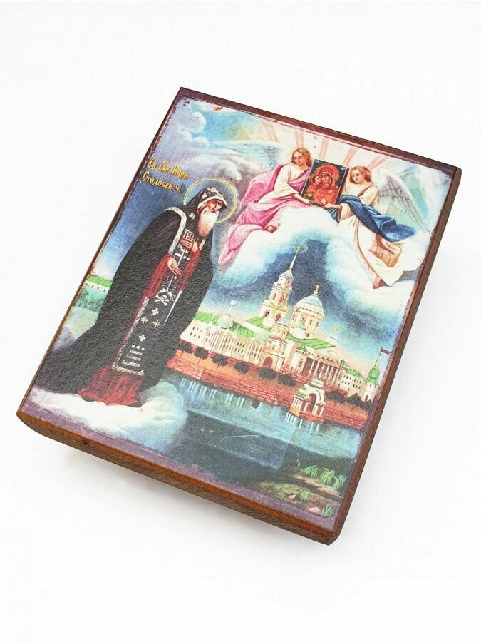 Икона Нил Столбенский, под старину, 15х17 см