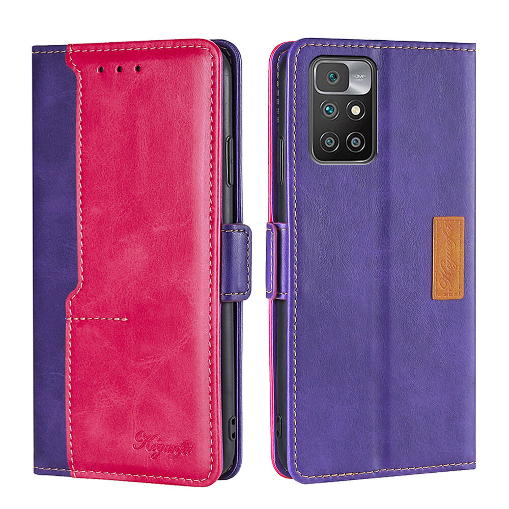 Чехол-книжка MyPads для Xiaomi Redmi 10 4G/Redmi 10 2022/Redmi 10 Prime 2022 / Сяоми Редми 10/Редми 10 2022, смешать два цвета (красный + фиолетовый)