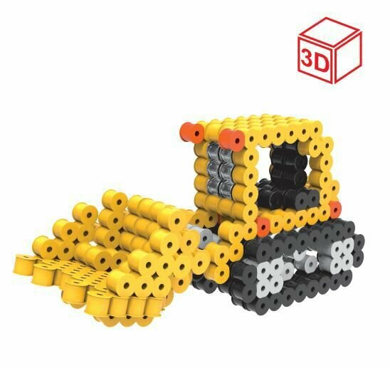 Термомозаика для детей, набор "Hobbius" TLS-02 №11 Бульдозер 3D