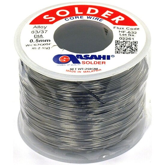 Припой с флюсом Asahi Припой WC63G05F, 0.5мм 0.25кг Sn63/Pb37 (HF532 флюс RMA)