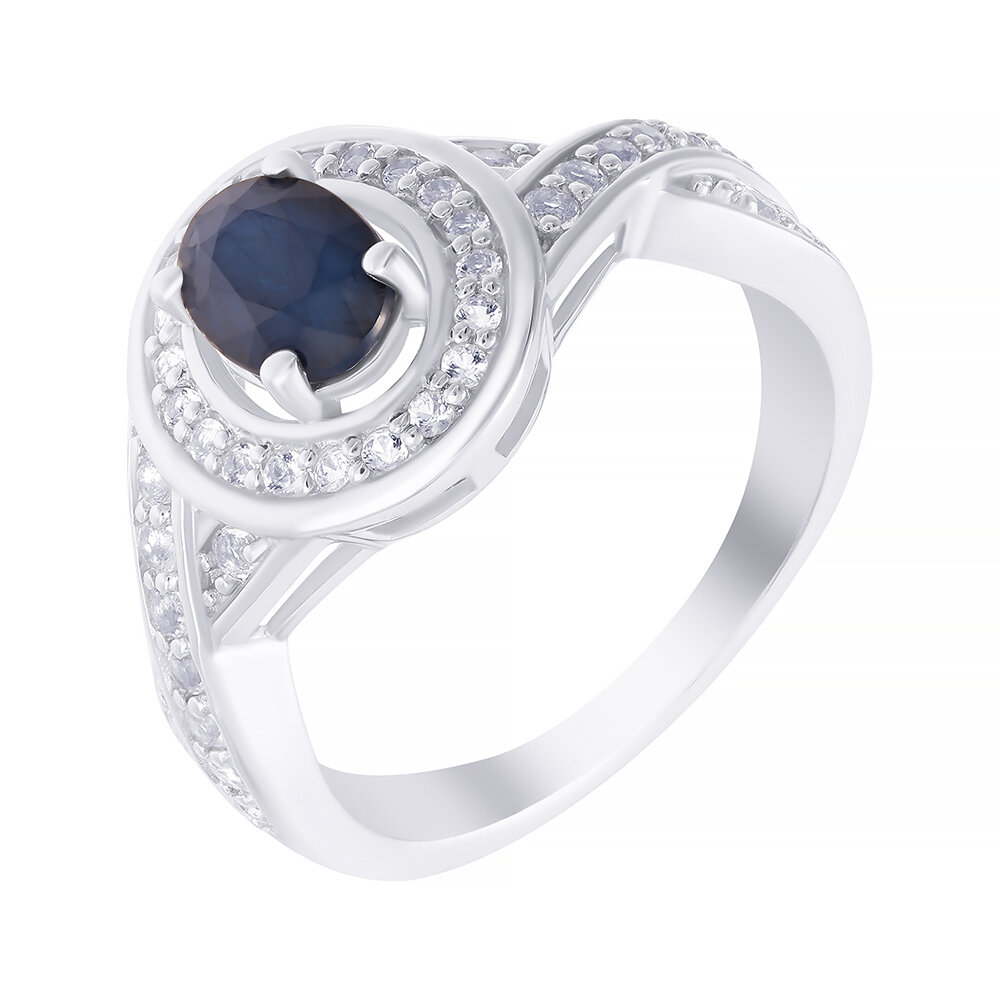 Кольцо, серебро, 925 проба, корунд, топаз