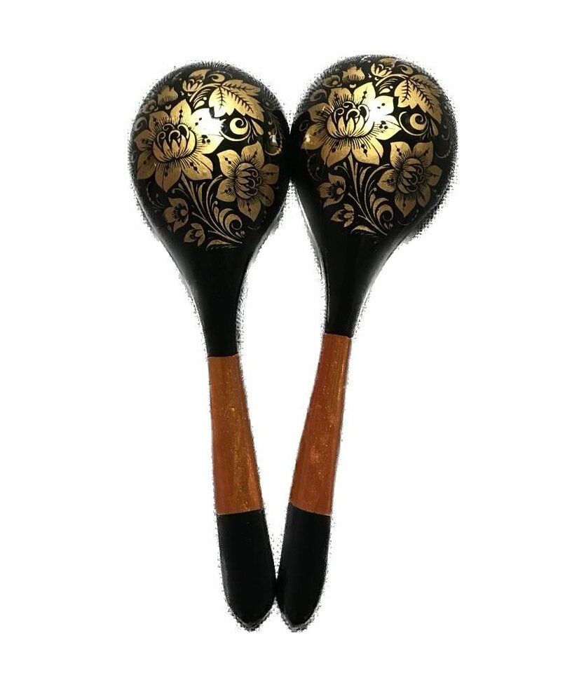 Ложка салатная "Кудрина", деревянная, 20x6 см, черный фон