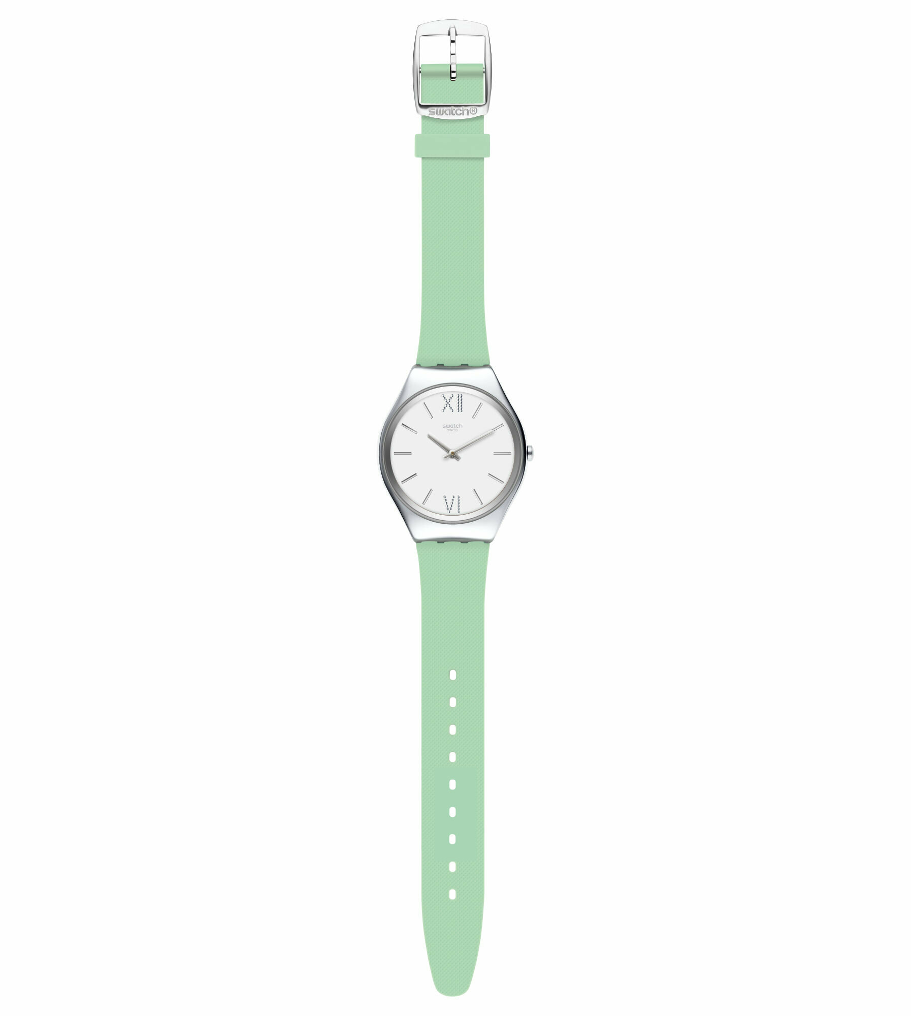 Наручные часы Swatch, серебряный, белый, зеленый — фото 1