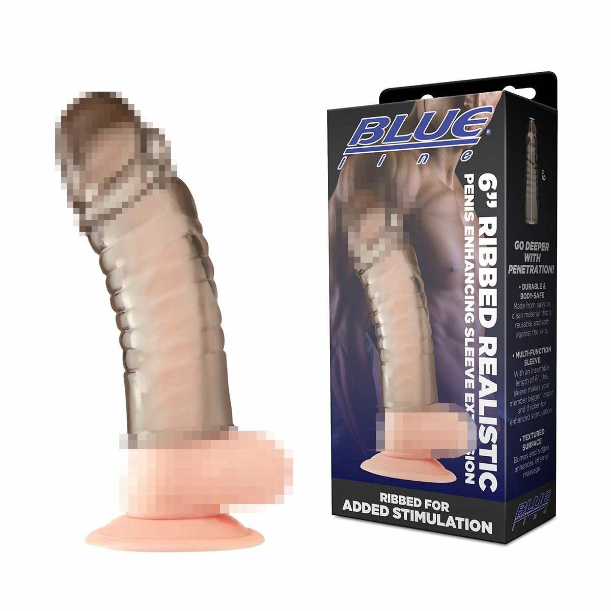 Шестидюймовый увеличитель для пениса Ribbed Realistic Penis Enhancing Sleeve Extension