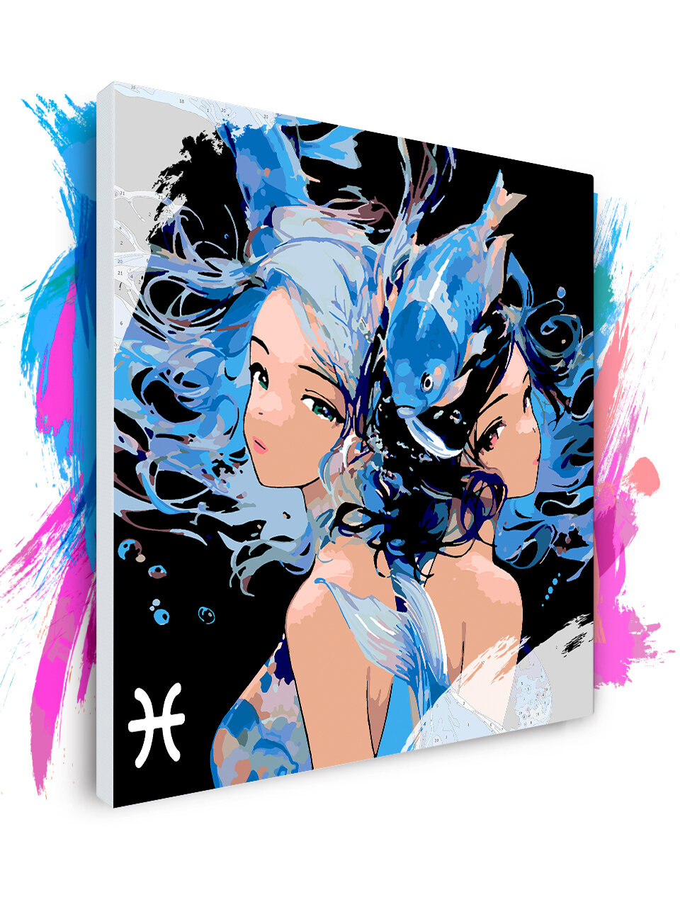 Картина по номерам на холсте Зодиак - Рыбы, 40 х 40 см