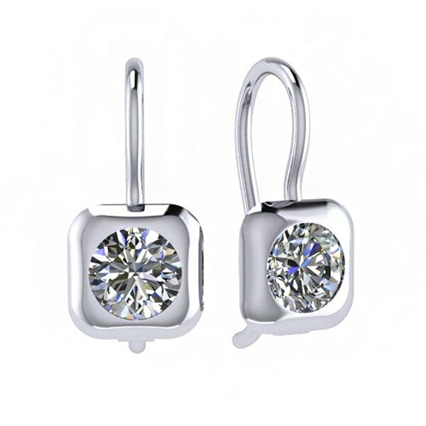 Серьги, серебро, 925 проба, родирование, фианит