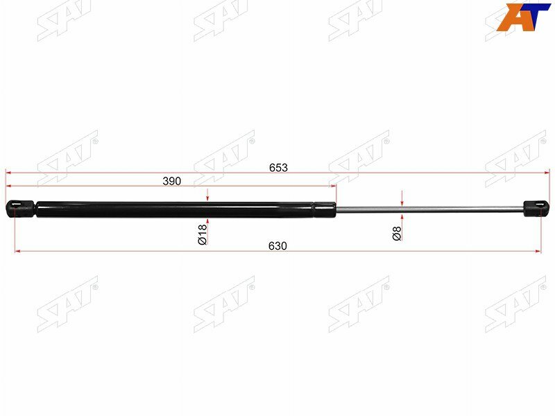 Амортизатор крышки багажника SAT ST-95851255000, для Porsche Cayenne, 653 мм