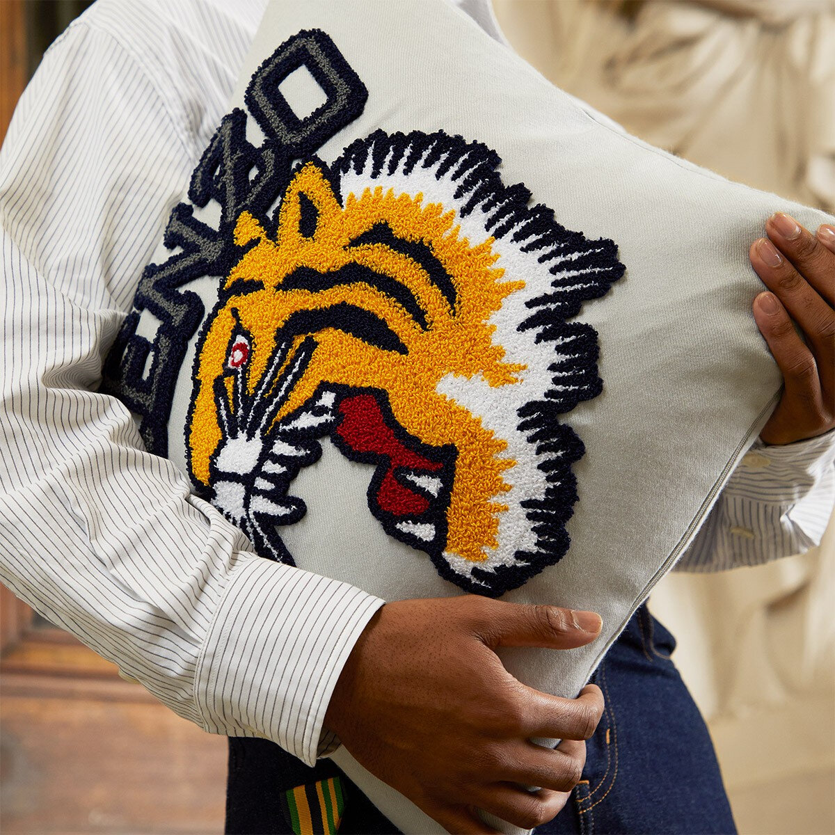 Декоративная подушка Kenzo университетский стиль (Varsity) Разноцветный (Tiger) 45x45 см