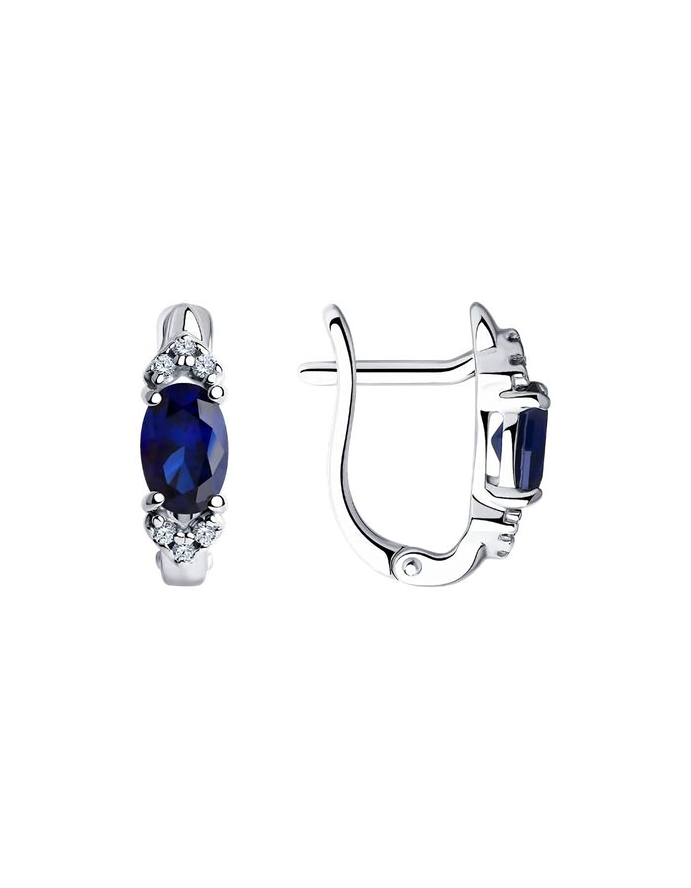 Серьги, серебро, 925 проба, родирование, сапфир синтетический
