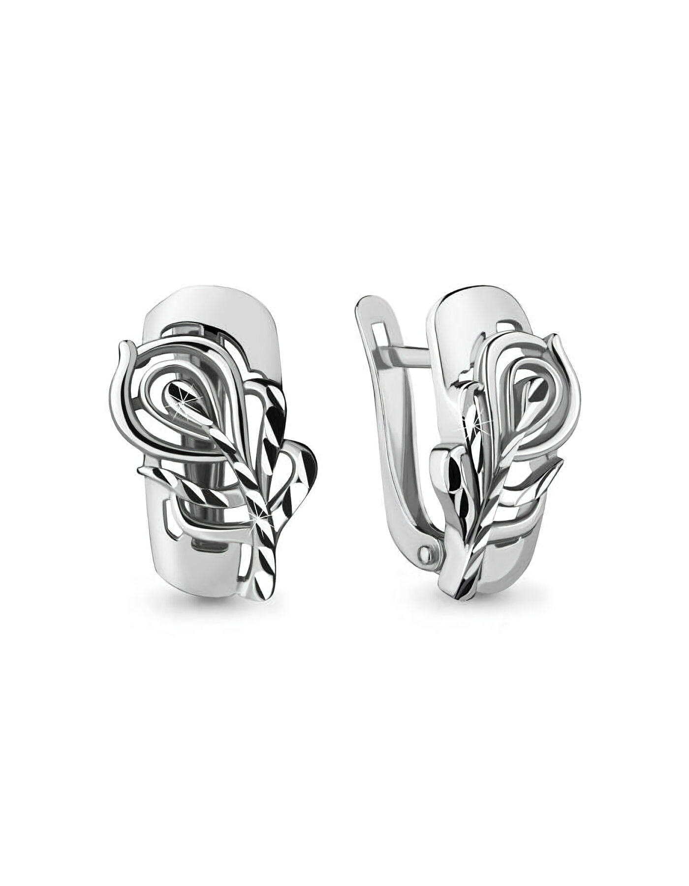 Серьги, серебро, 925 проба, родирование