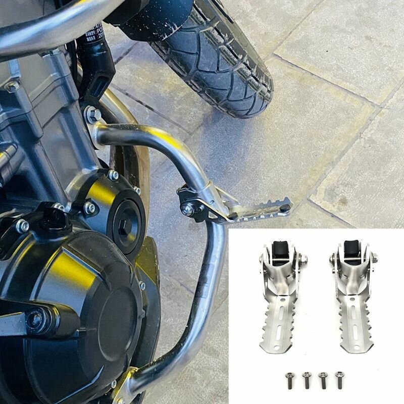 Передние подножки MyPads для BMW R1250GS R 1200 GS Adv Adventure Kits (Складные, Зажимы 22-25 мм, Silver)