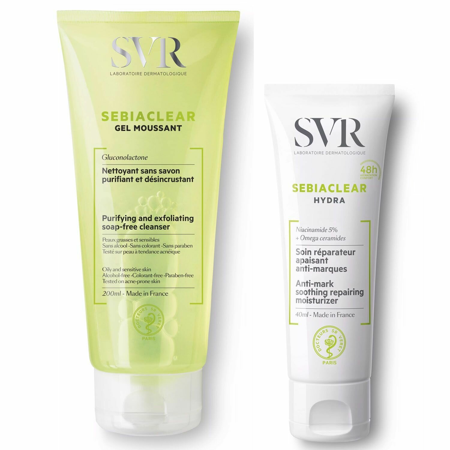 SVR Набор Sebiaclear: очищающий мусс 200 мл + крем-уход Hydra 40 мл