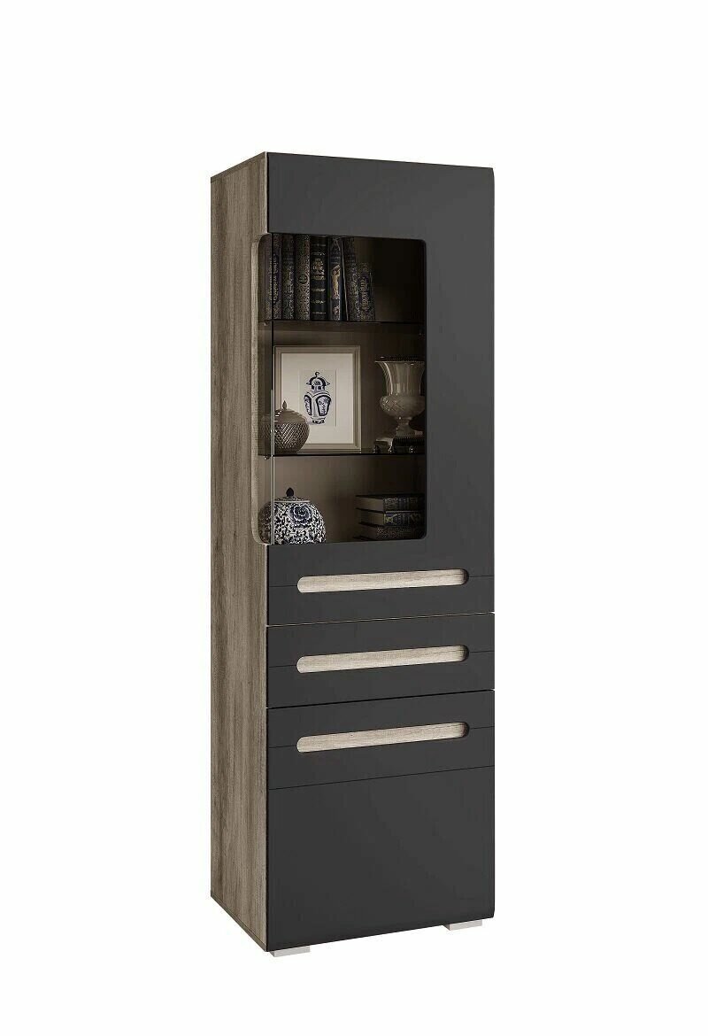 Шкаф-витрина ШК-23 «Наоми», дуб каньон/графит (602х460х1900)