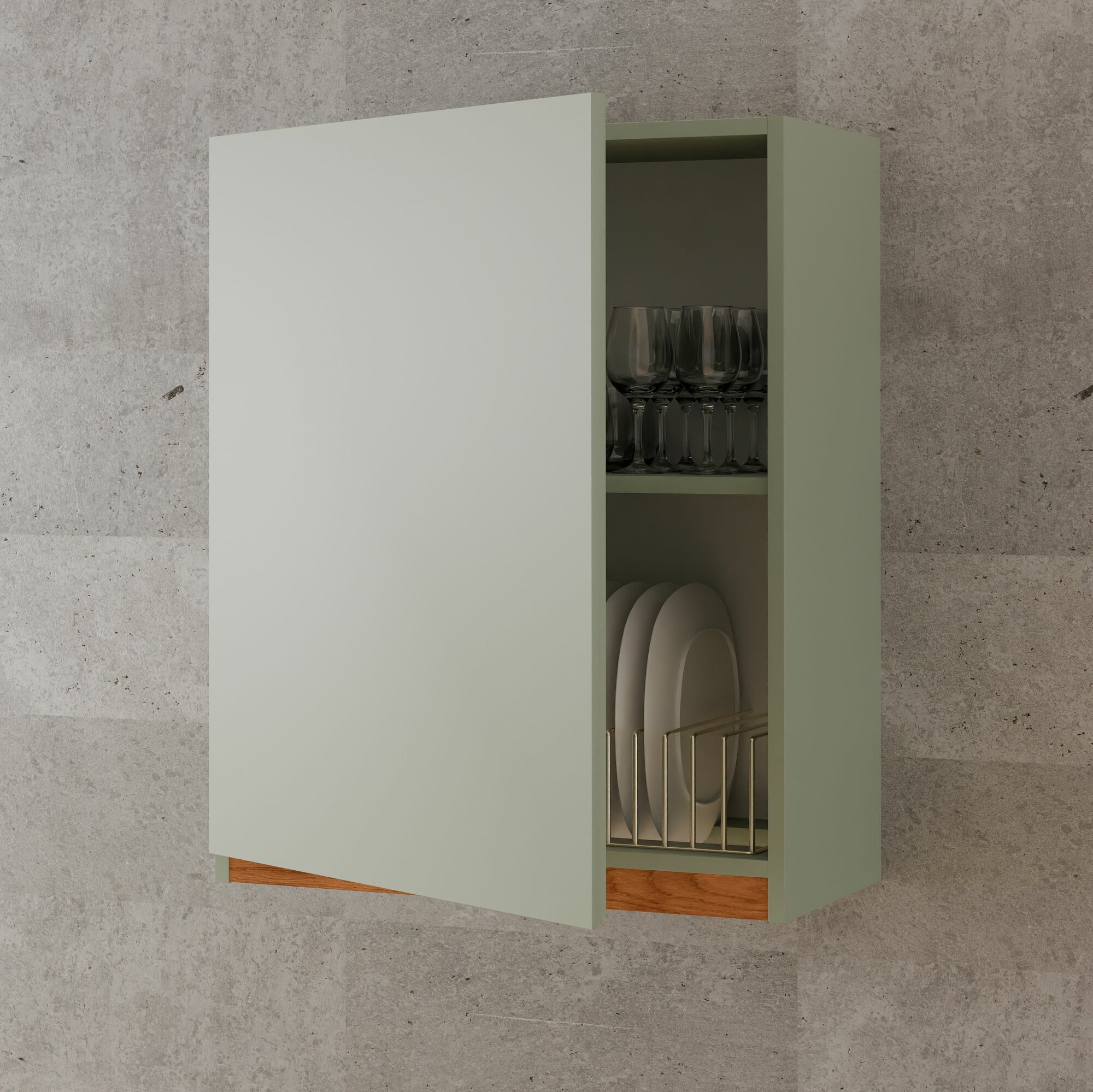 Шкаф навесной, 60х32х75, Малага, кухонный модуль, для сушки посуды, кухонный гарнитур, в ванну и кухню, зеленый, Dipriz