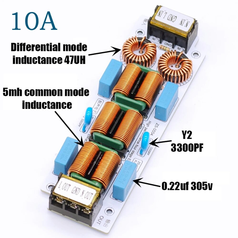 Четырехступенчатый EMI фильтр ZS-0004 10A No shell
