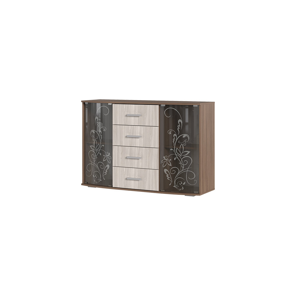 Комод для одежды деревянный с ящиками К-7 130,0х87,6х43,6 см, шимо темный/шимо светлый