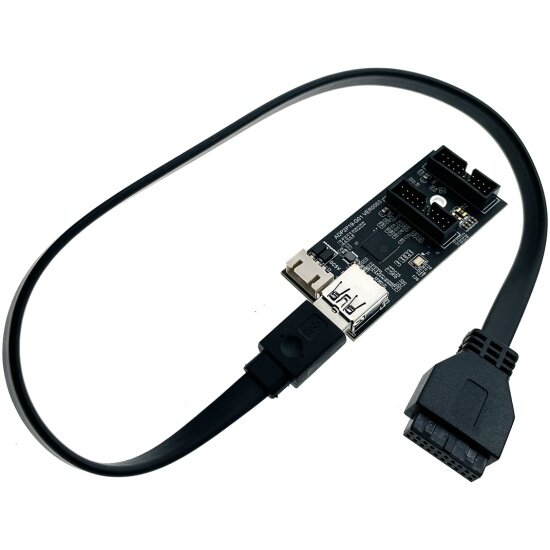 Переходник Espada EiD202M с мат. платы 20 pin на 2 х 20 Pin, чипсет GL3510, доп питание, USB 3.2 Gen 1