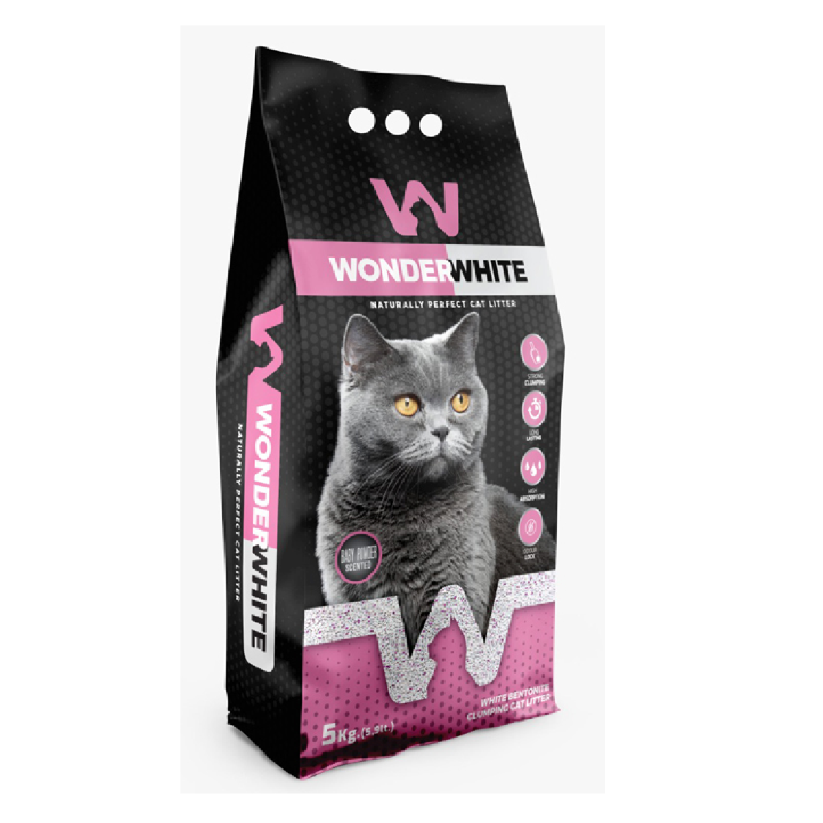 Wonder White Baby Powder Наполнитель комкующийся c ароматом детской присыпки 5кг