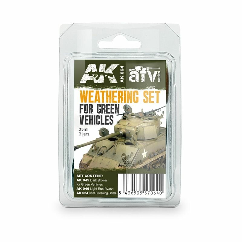Набор красок AK Interactive Weathering Set for Green Vehicles