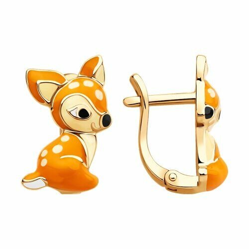 Серьги, серебро, 925 проба, золочение, эмаль