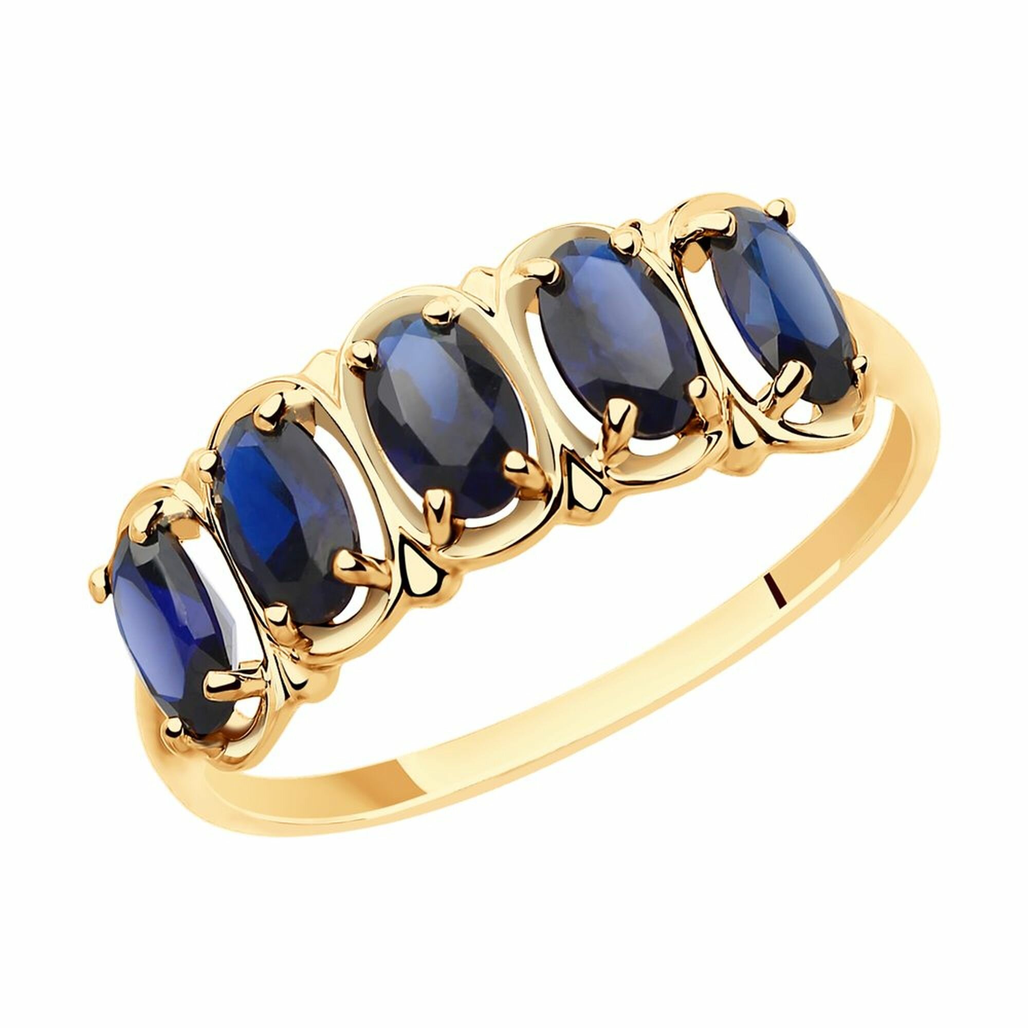 Кольцо дорожка, красное золото, 585 проба, корунд