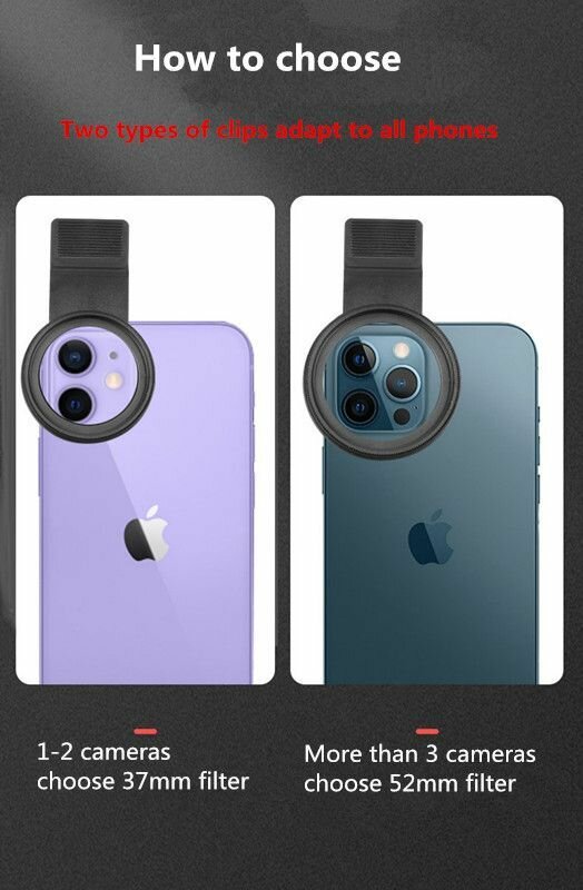 Светофильтр поляризационный CPL 52mm с клипсой прищепка для телефона