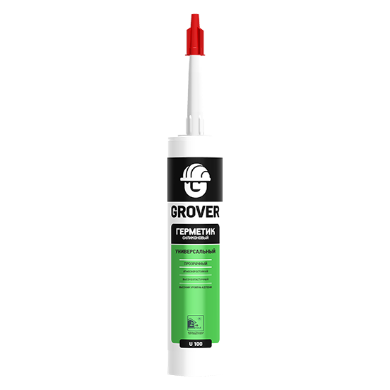 Герметик Силиконовый Универсальный Grover U100 0.3л Прозрачный, для Внутренних и Наружных Работ / Гровер.