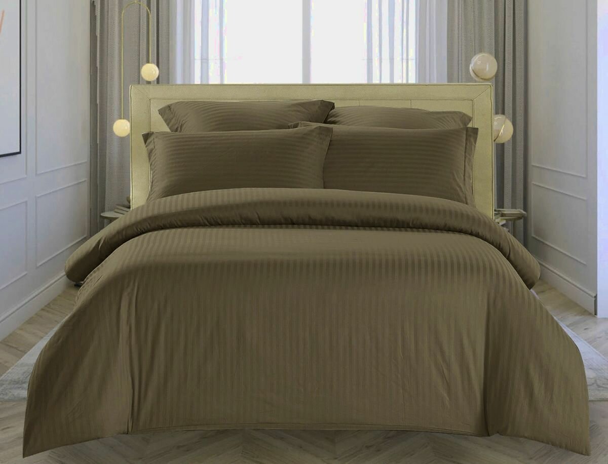 Пододеяльник из страйп-сатина 140 х 200 - М - 140 - Шоколад 1х1