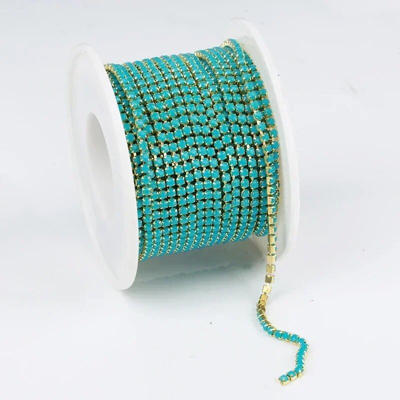 Стразы RESEN 2 мм, акриловые, 5 ярдов SS6(2mm)-2yards, Gold Peacock Blue